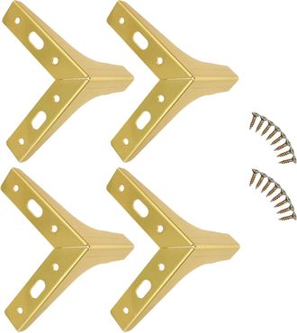 Holibanna 4 St&uuml;ck Metall M&ouml;belf&uuml;&szlig;e Dreieckig 10cm Goldfarben aus Eisen mit Schrauben Ersatzf&uuml;&szlig;e f&uuml;r Sofa Kommode Tisch und Stuhl