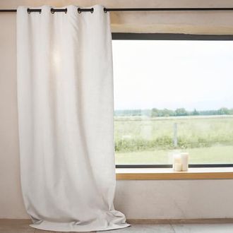 HOME MAISON Vorhang für Möbel, einfarbig, 100% Polyester, Möbelvorhang, Leinen, weiß, Vorhang, 140 x 260 cm