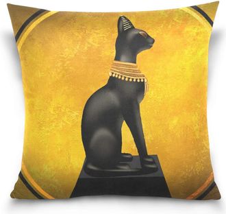 Linomo Kissenbezug 40x40 cm, &Auml;gyptische &Auml;gypten Bastet Dekorative Kissenbezug Kissenh&uuml;lle f&uuml;r Couch Sofa Bett Hause