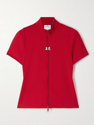 Courrèges T-shirt En Jersey À Fermeture À Glissière Et À Broderie - Rouge