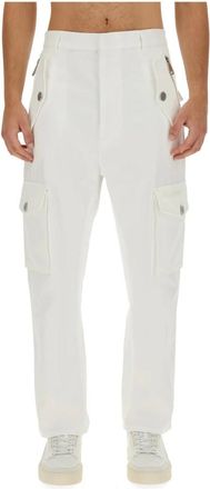 Balmain Homme, Pantalons, Blanc, Taille: M Cargo Cotton Pants