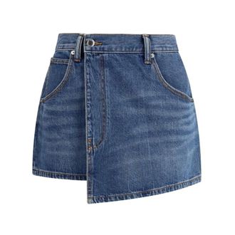 Alexander Wang Femme, Jupes, Bleu, Taille: W27 Mini-Jupe en Denim avec Fermeture Portefeuille