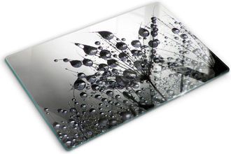 Tulup Tulup - Planche de cuisine, couvre plaque, verre planche d&eacute;couper, verre tremp&eacute; - 80 x 52 cm - Pissenlits