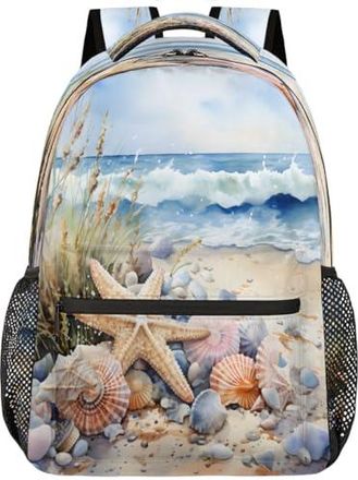 Generic Coquillage D&Eacute;toile De Mer Marin Sur La Plage Sac &Agrave; Dos Antivol Sacs A Dos L&eacute;ger Sacs D&Eacute;cole Pour Pc Ordinateur Portable Homme 29X40Cm