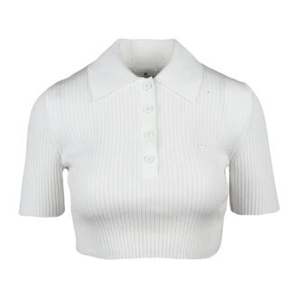 Courr&egrave;ges Femme, Tops, Blanc, Taille: 38 FR Polo en maille courte