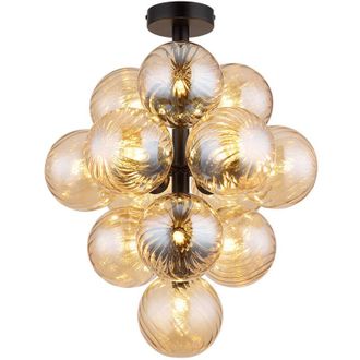 Globo Lighting Plafonnier lampe de salon plafonnier boules de verre ambre 9 ampoules D 39,5 cm