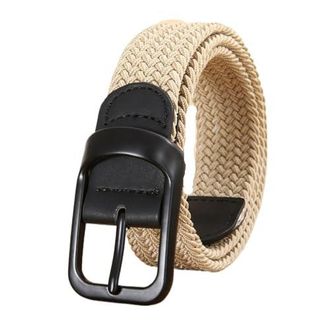 Generic Ceintures en toile &eacute;lastique tiss&eacute;e non perfor&eacute;e pour hommes et femmes, Kaki Color-y211-3, 110