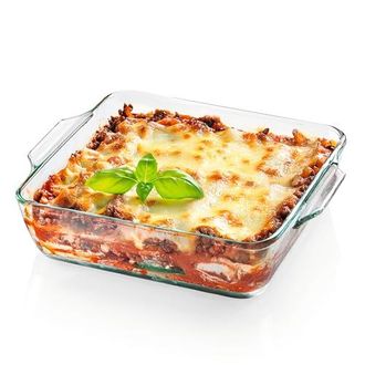 Gourmetmaxx Auflaufform f&uuml;r Hei&szlig;luftfritteuse & Ofen - 800 ml | Borosilikatglas Backform rechteckig | Auflaufform klein zum Zubereiten, Garen & Servieren | F&uuml;r de