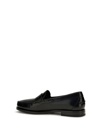 Santoni Mens Patent Leather Loafers College A Novembre Black Calf