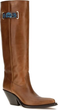 Chlo&eacute; Womens Azelan Over-The-Knee Leather Boots Amber Brown