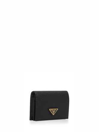 Prada Womens Wallet Saffiano Leather Black Calf & Purses