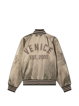 Golden Goose Satin Striped Bomber Jacket - Green