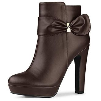 Allegra K Bottines à Talons Hauts et à Plateforme pour Femmes Café 39