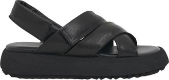 Puro Femme, Chaussures, Noir, Taille: 37 EU Sandalo in Pelle Criss Cross
