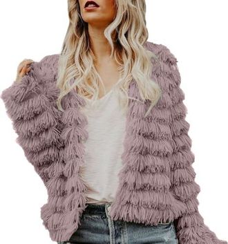 Generic Sweat à capuche pelucheux pour femme - Veste polaire - Manteau en peluche solide - Cardigan à manches longues - Tenue chaude pour lextérieur et lhiver