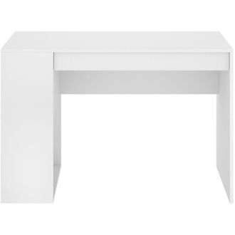 PEGANE Meuble de bureau, table de bureau en bois m&eacute;lamin&eacute; avec 1 &eacute;tag&egrave;re et 1 tiroir coloris blanc - Longueur 115 x Profondeur 50 x Hauteur 74 cm