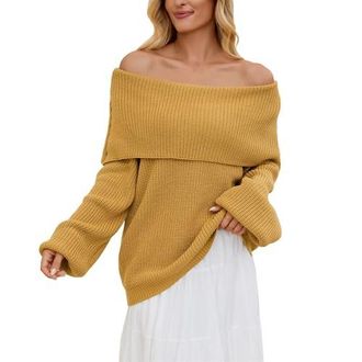 Generic Pull pour femme - Pull ample en tricot confortable et doux - Col rond - Manches longues - Pour un usage quotidien - Automne et hiver, a, XL