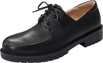 Smilice Chaussures plates &agrave; lacets pour femme - Talon de 3 cm - Capuchon rond en cuir synth&eacute;tique avec doublure confortable - Semelle en caoutchouc flexible p