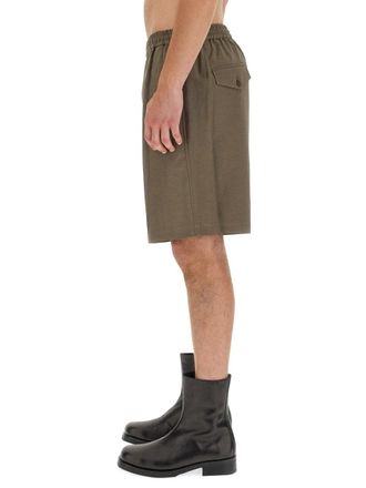 Helmut Lang Pull-On Rayon Bermudas - Green