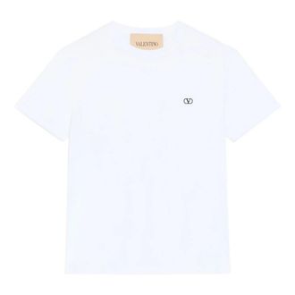 Valentino Garavani Baumwoll-T-Shirt mit VLogo-Stickerei - - Tops - Herren - Wei&szlig; - L
