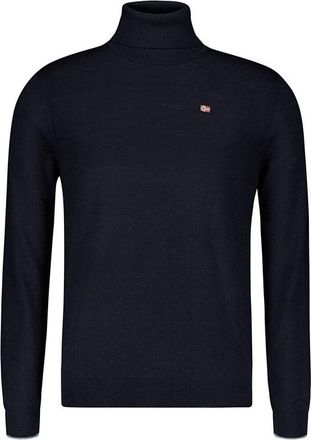 Napapijri Herren Rollkragenpullover schwarz Merinowolle unifarben