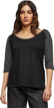 Urban Classics Damen Regular Fit T-Shirt Ladies 3/4 Contrast Raglan Tee TB733, Gr. XXXXX-Large (Herstellergröße: 5XL), Mehrfarbig (Black/Charcoal 01307)