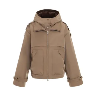 Urban Code Femme, Vestes, Brun, Taille: 38 FR Parka courte avec capuche amovible