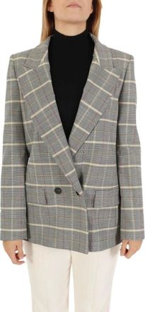 Marella Femme, Vestes, Gris, Taille: 38 FR Blazer &agrave; carreaux