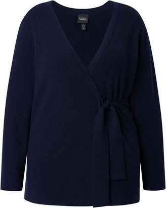 Ulla Popken Strickjacke Strickjacke Bindeband-Verschluss V-Ausschnitt