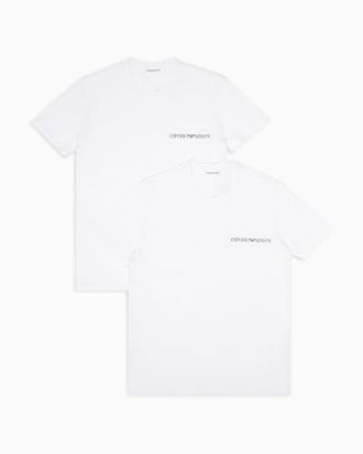 Emporio Armani Core Logoband 2-Pack Lot de 2 t-Shirts &agrave; col Rond, Blanc/Blanc, M Homme