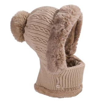 Generico Kixolazr Chapeau dhiver pour Femmes - Protection Visage Anti-Vent,Bonnet Chaud, &Eacute;charpe et Protection Faciale,pour La Dame, La Grand-M&egrave;re, La M&egrave;re, Le