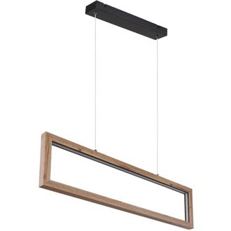 Globo Lighting Pendellampe Esstischlampe Hängeleuchte led Holzlampe Wohnzimmerleuchte, Rahmen Design, schwarz matt, 24W 1200lm warmweiß, LxH 80 x 120 cm