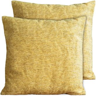 Matches 21 Kissenbezug 45x45 cm gelb weiche Dekokissen f&uuml;r Couch - 2er Set Kissenh&uuml;llen als Sofakissen