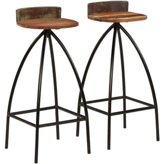 vidaXL Vidaxl - Tabourets de bar lot de 2 bois de r&eacute;cup&eacute;ration massif