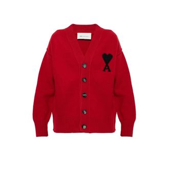 Ami Wollcardigan mit Logo - - Knitwear - Damen - Rot - 2XS