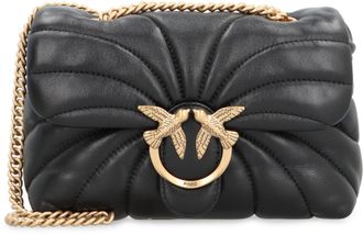 Pinko Womens Mini Crossbody Bag Love Puff Leather Black-Gold Sheep Shoulder Black/gold