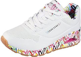 Skechers Femme Uno Loving Love Chaussures>Femme>Baskets-Mode, White Durabuck Multi Colored Mesh Trim, 40 EU