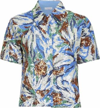 Paco Rabanne Femme, Blouses et Chemises, Multicolore, Taille: 40 FR Chemise &agrave; Sequins Brod&eacute;s