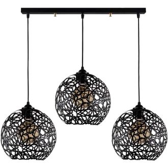 OZAIA Ozaia - Grand Lustre Noir &Eacute;l&eacute;gant &agrave; 3 Lampes, 100x25 cm, Hauteur 115 cm, Pour Grand Salon ou Entr&eacute;e