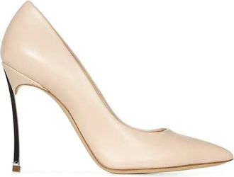 Casadei Hohe Schuhe - Cream Leather Pumps With Silver Blade Heel - Gr. 38,5 (EU) - in Beige - für Damen