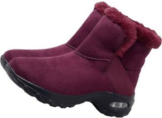 FOMIYES Bottes de Neige pour Femmes Chaudes Doublure en Peluche Semelles Antid&eacute;rapantes Tige - Rouge Taille 38 Chaussures DHiver Confortables et Isolantes pou