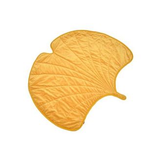 LOVE STORY Nomade Teppich Gingko-Blatt, 2 Materialien, Mikrofaser und Velours, 120 x 110 cm, Gelb