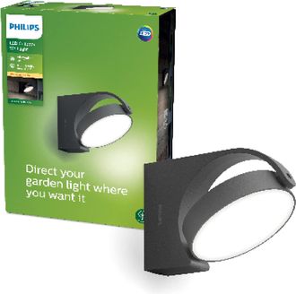 Philips Mimosa Outdoor Wandleuchte (7 W), wetterfeste Außenleuchte mit beweglichem Panel und warmweißer LED Beleuchtung, anthrazit, 2.700 Kelvin