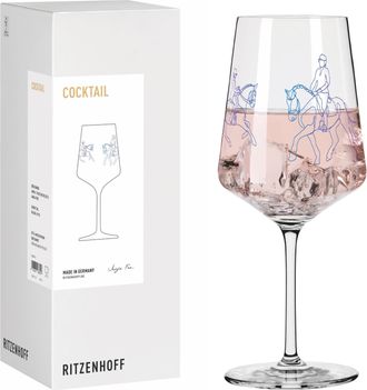 Ritzenhoff 8084010 Cocktail Glas 500 ml, Serie Reitgold - Anja Fee Edition mit elegantem Pferdemotiv und sanftem Farbverlauf - Made in Germany