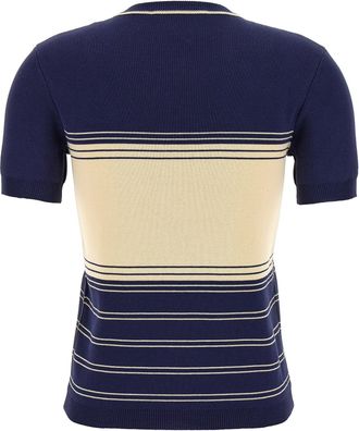 Valentino Garavani Chez Valentino Jacquard Stripe T-Shirt - Navy
