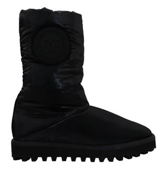 Dolce & Gabbana Mens Black Boots Padded Mid Calf Winter Shoes Polyester