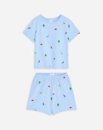 Arket Zweiteiliger Kurzer Pyjama Aus Jersey -Blau