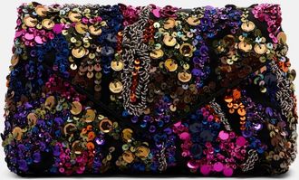 Dries Van Noten Clutch Envelope Medium aus Satin mit Pailletten