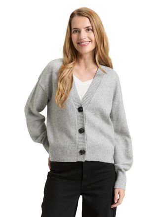 Tom Tailor Cardigan TOM TAILOR, Damen, Gr. M, medium silber grau melange, Strick, Obermaterial: 47% Polyester, 47% Viskose, 6% Polyamid, meliert, regular fit nor