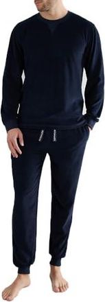 Tom Tailor 71348 Pyjama à manches longues pour homme, 2 pièces, Pyjama Hiver, bleu, 54/XL, Bleu foncé/uni, 54